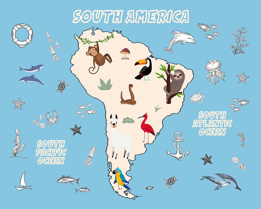 Animal Map of South America – Poster Master Studio