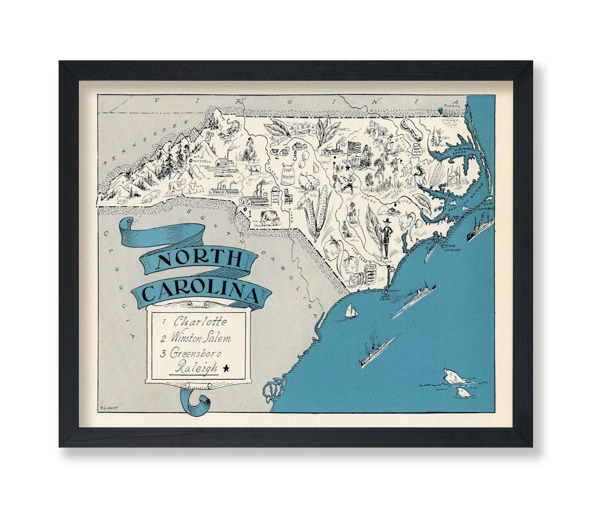 North Carolina Pictorial Map – Poster Master