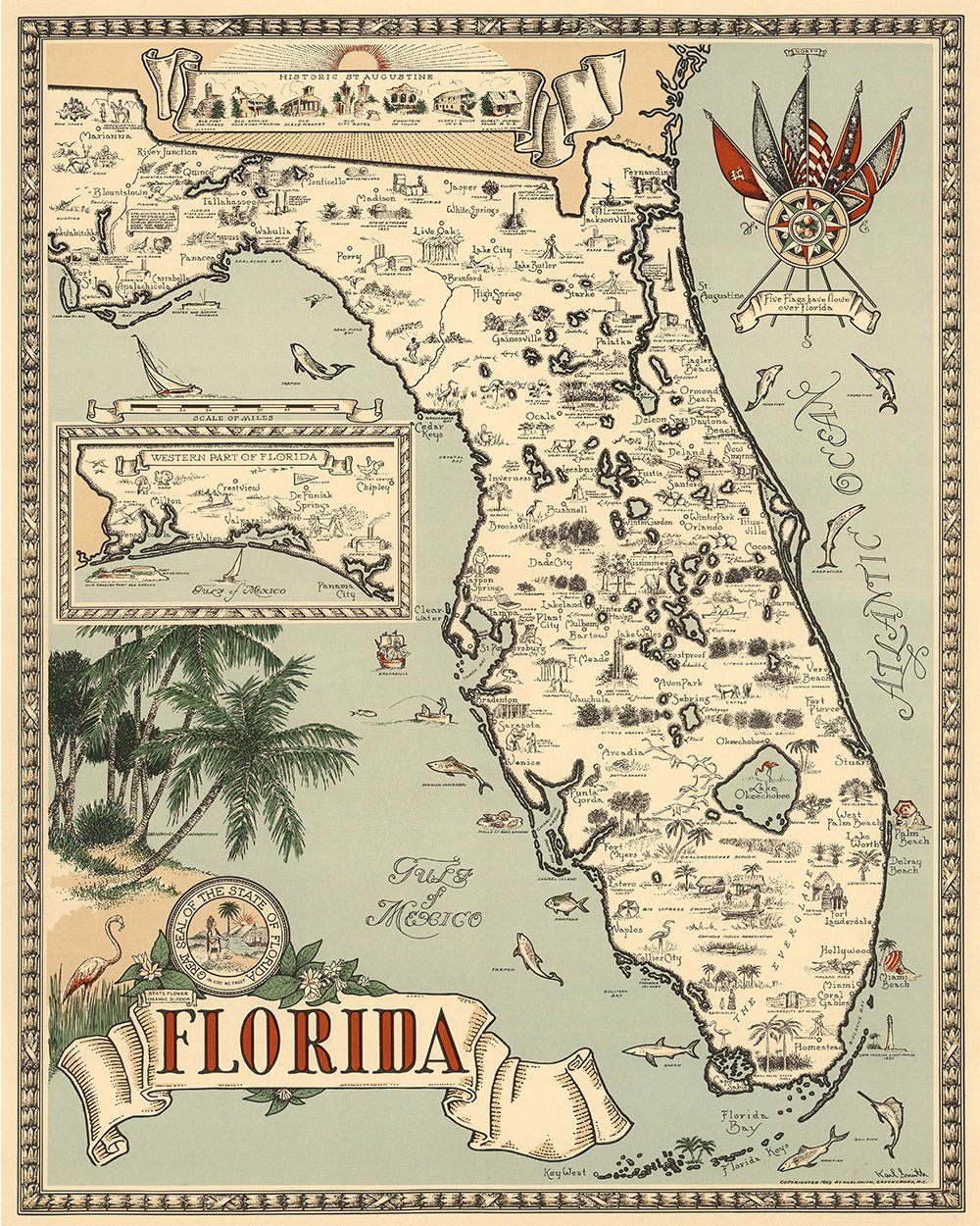 Florida Pictorial Fish Map – Poster Master