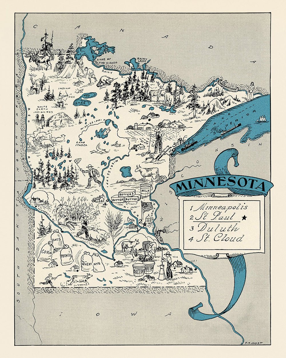 Minnesota Pictorial Map – Poster Master