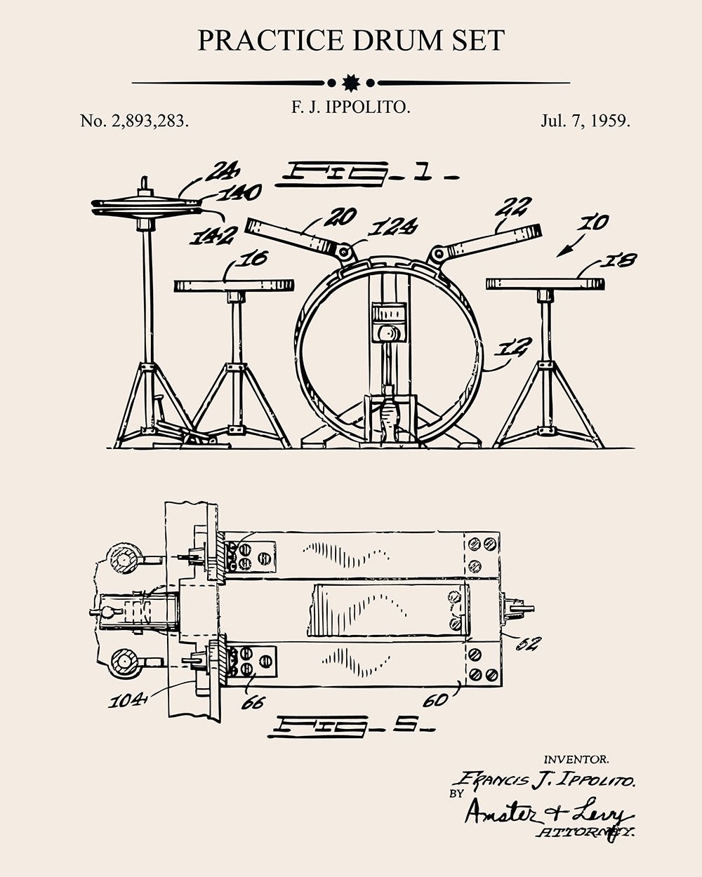 Drum Set Blueprint No1 – Poster Master