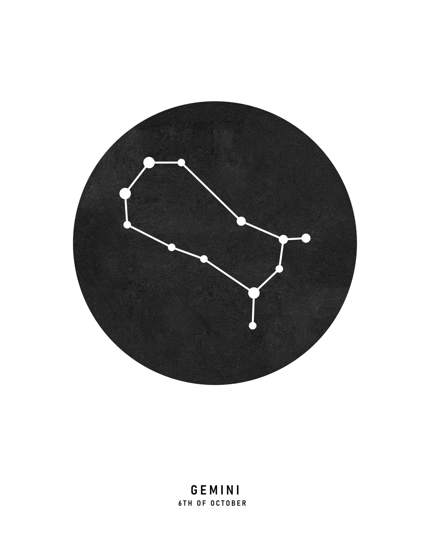 Gemini Zodiac Black Star Map – Poster Master